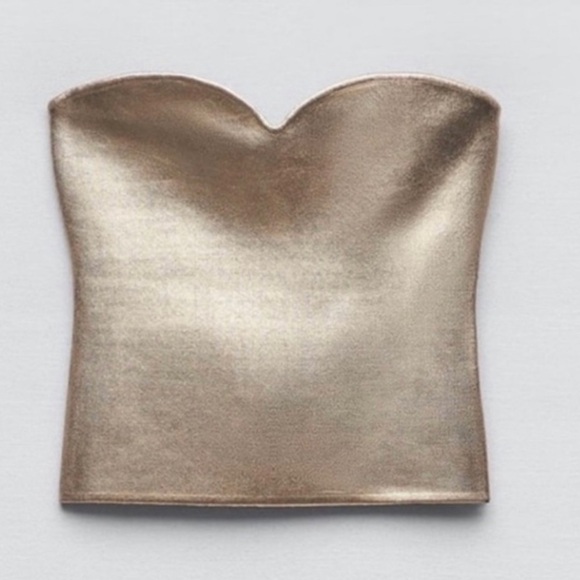 Zara | Tops | Zara Gold Tube Top | Poshmark